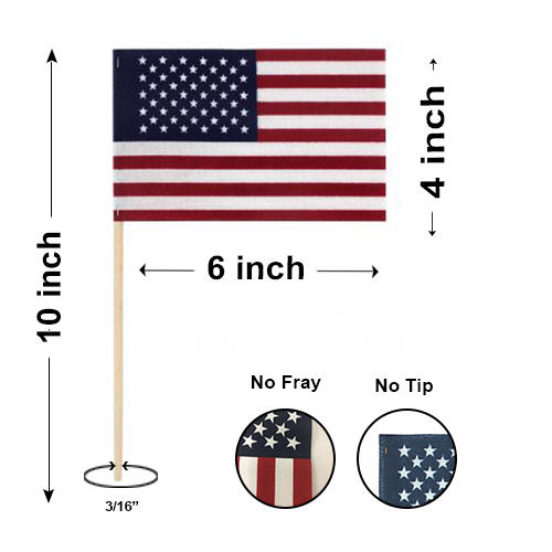 4" x 6" Hand-held Mini U.S. Flags - No Tip - Economy Mini U.S. Flags ...