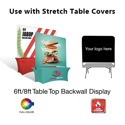 Full Back Wall Stretch Banner & Frame Table Kit - Overhead & Backwall ...