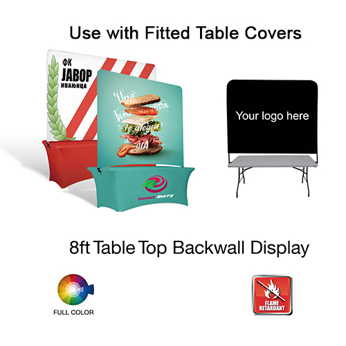 8' Full Back Wall Fitted Banner & Frame Table Kit - Overhead & Backwall ...