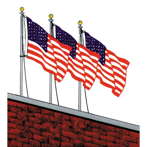 10' Streaming Roof Mount Flagpole Set - Light Commercial Building ...