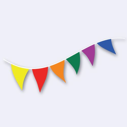 60' Multi-Colored 9"x12" Heavy Duty Pennant Strings - Multi-Color ...